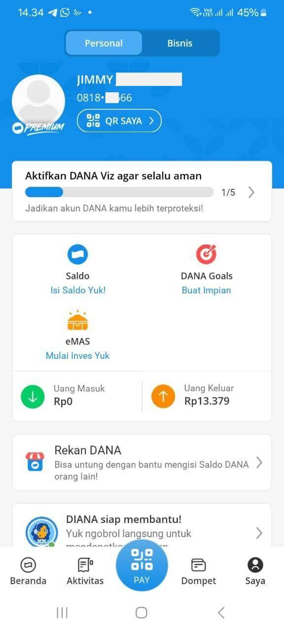 Beli Nomor Baru, tapi Telah Terdaftar Akun Premium DANA Atas Nama Orang ...
