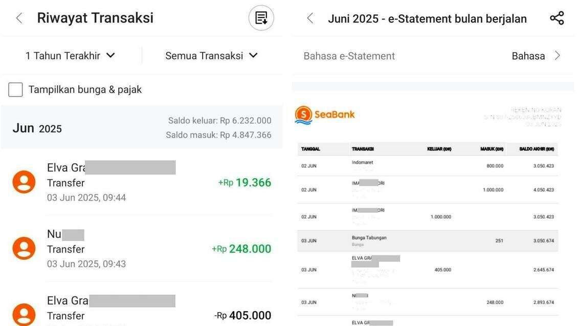 Selisih Saldo SeaBank