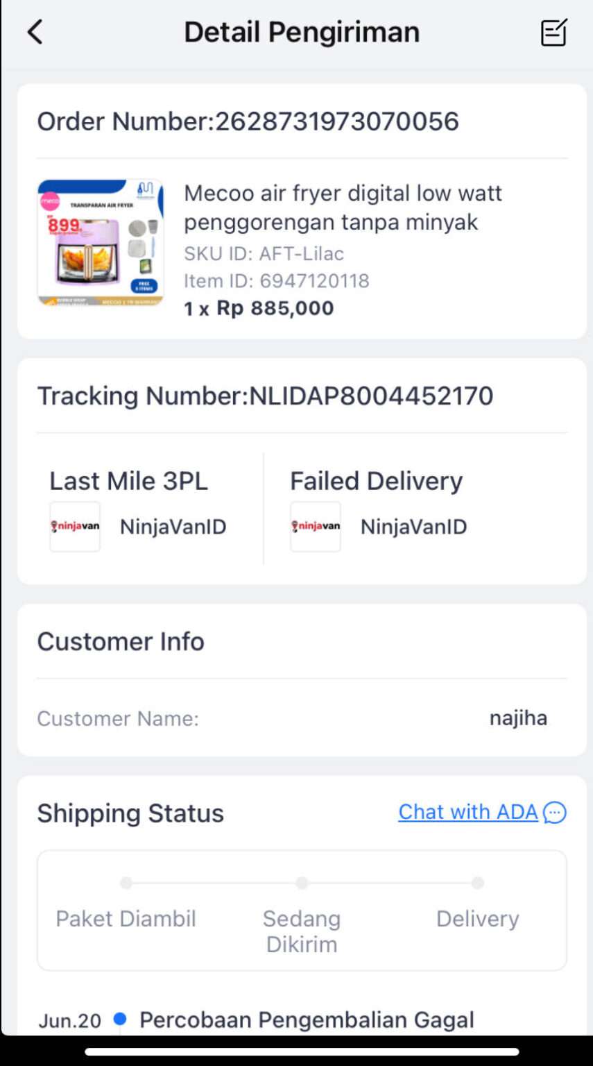 Alasan Fiktif oleh Kurir Ninja Express: Paket Ditolak oleh Pembeli di ...