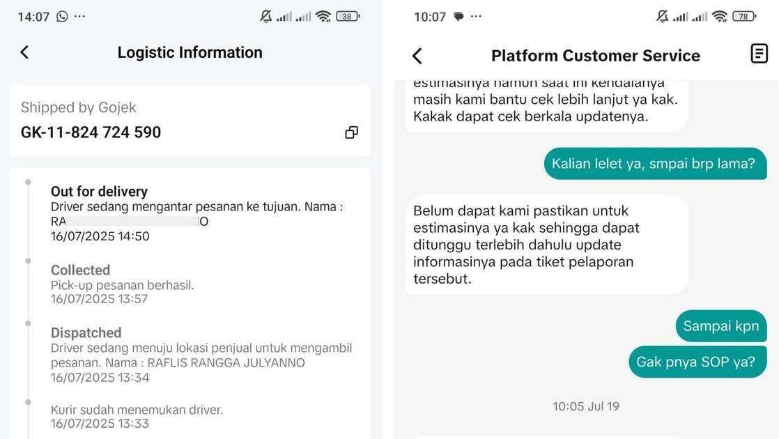 Status Pengantaran Gosend di Tiktok Tokopedia Tidak Update