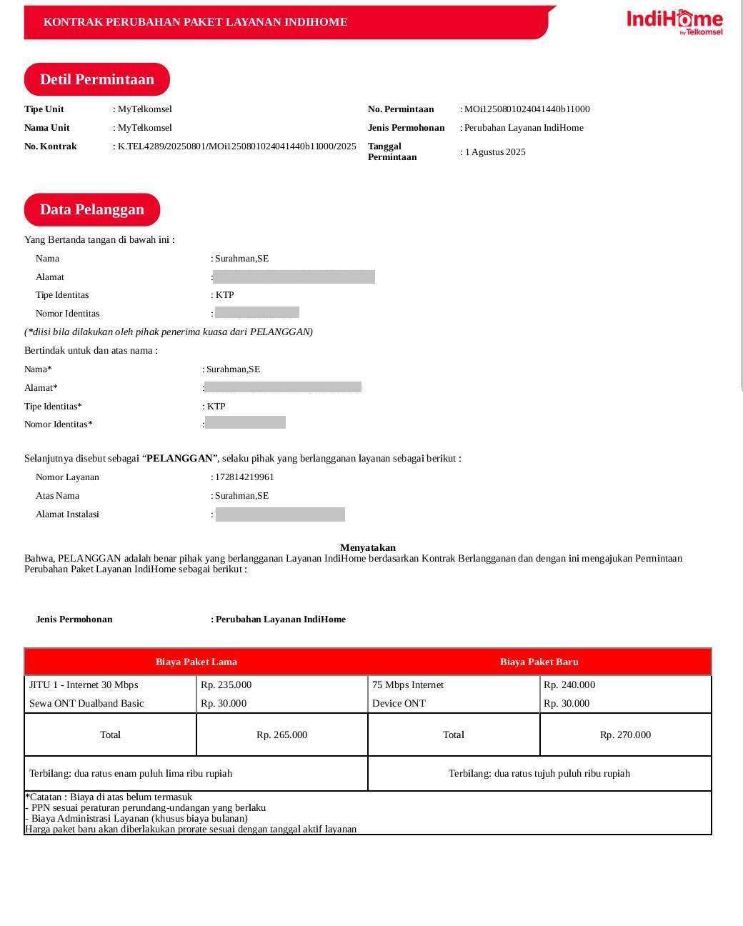 Pelayanan Migrasi IndiHome Belum Terselesaikan