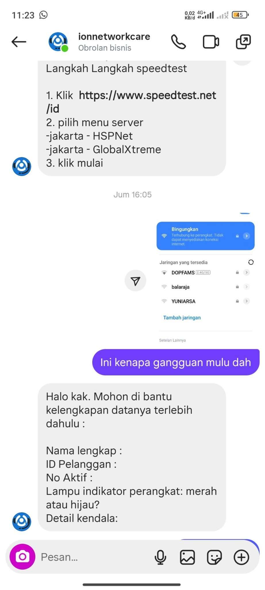 Jujungnet (ION Broadband) Tidak Profesional