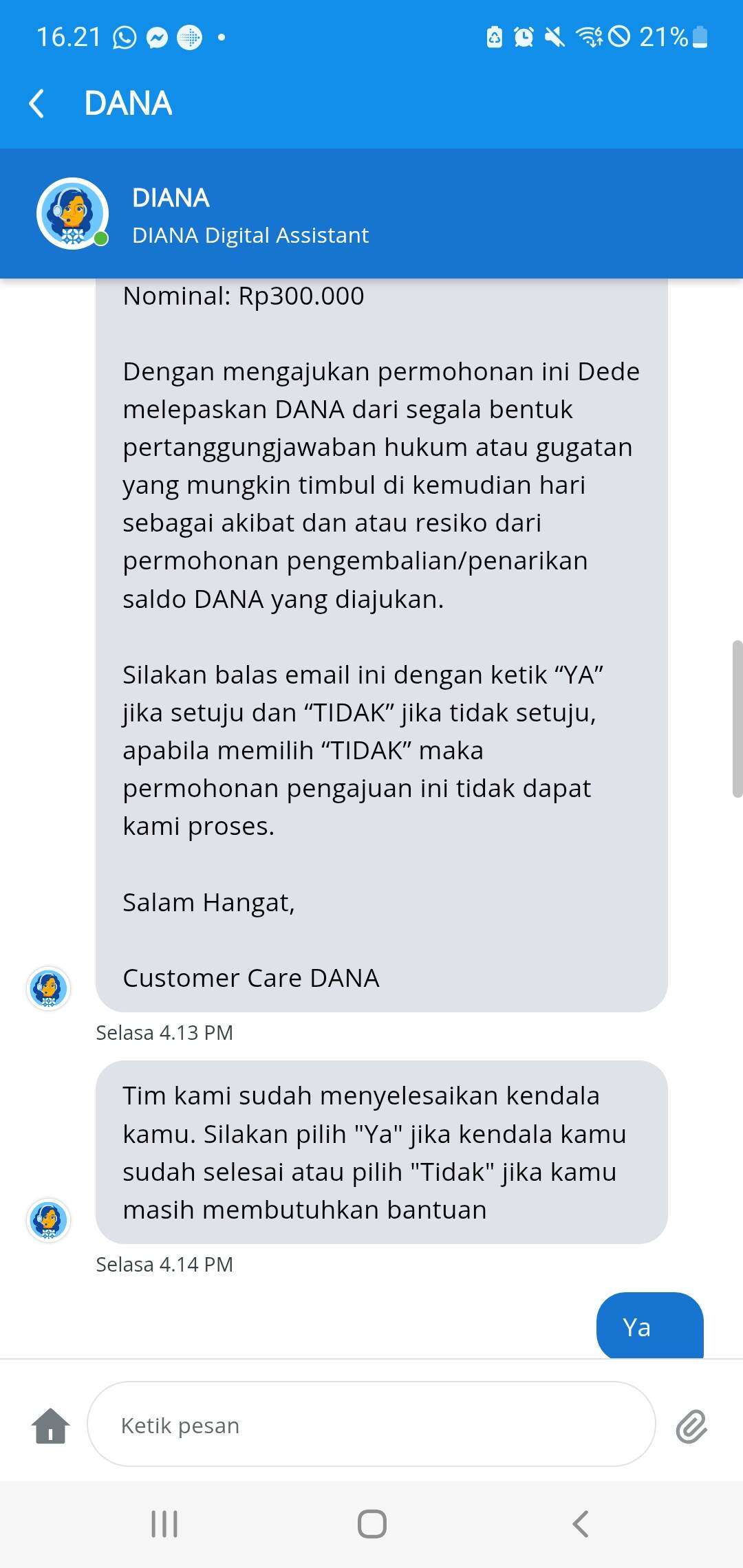 Buruknya Pelayanan CS DANA