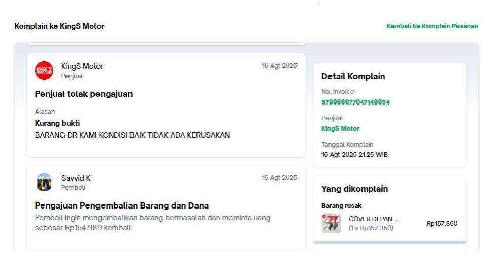 Pelayanan Buruk Kings Motor dan Error-nya Sistem Tokopedia Sangat ...