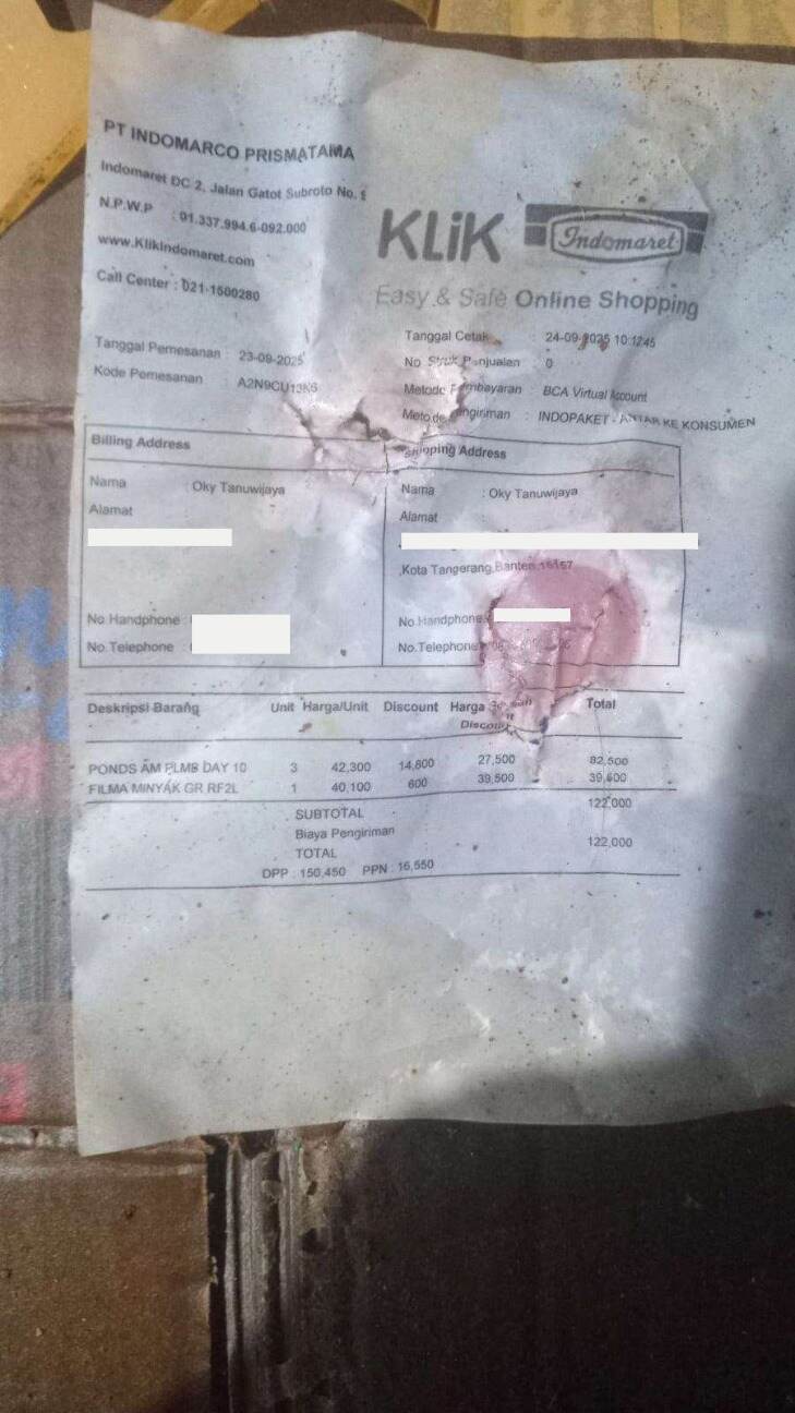Isi Paket Pesanan Klik Indomaret Rusak/Bocor tapi Tetap Dikirim oleh ...