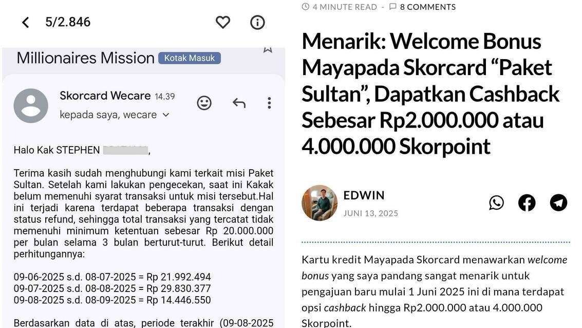 Bank Mayapada Seenaknya Mengubah Kebijakan Welcome Bonus Skorcard