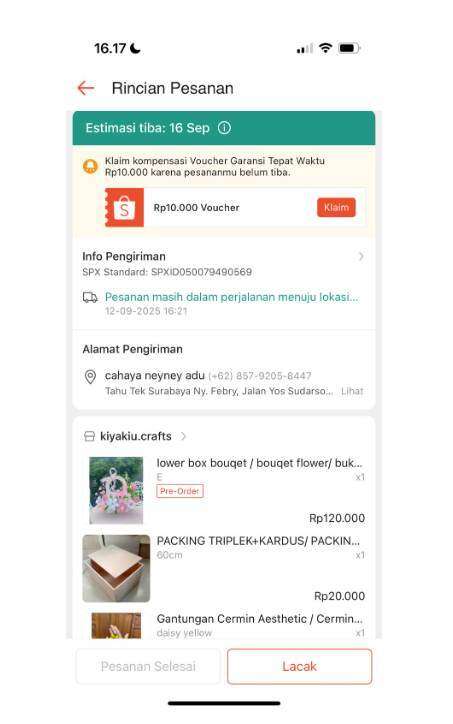 Komplain atas Keterlambatan Pengiriman oleh Shopee dan SPX (Shopee Express)
