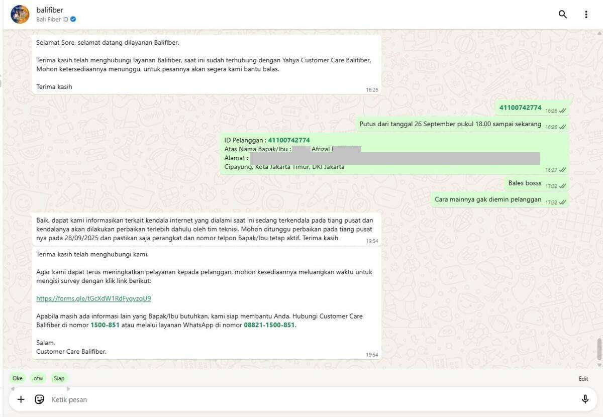 Balifiber Abai dalam Memperbaiki Kendala Koneksi Internet Pelanggan