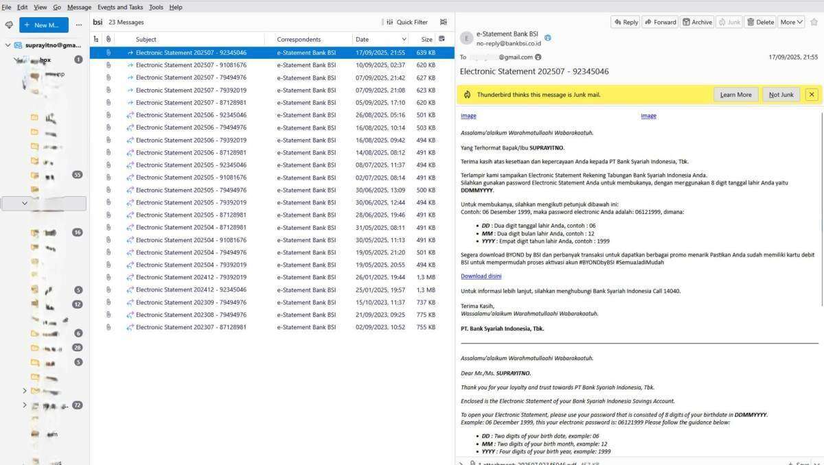 Masalah Electronic Statement Bank BSI
