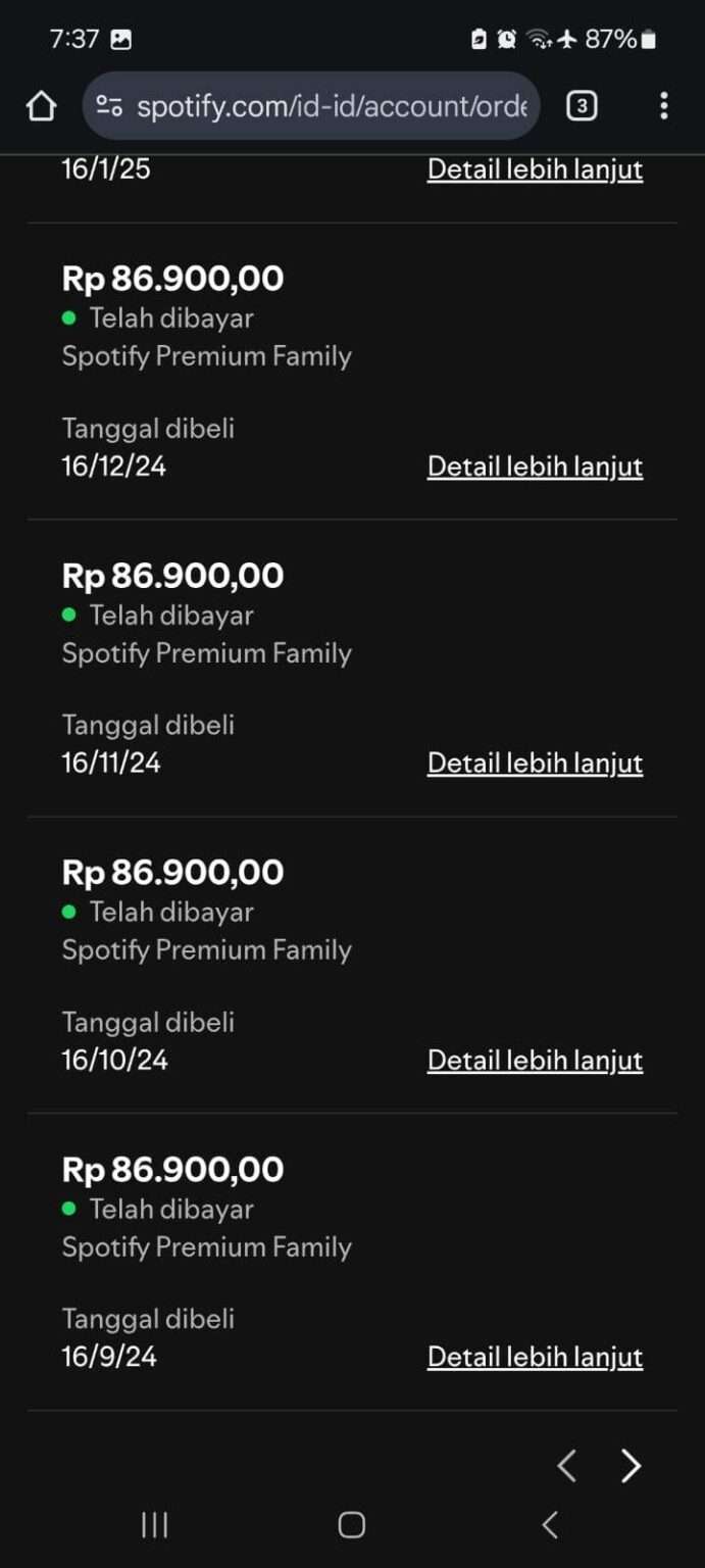 Perubahan Harga dan Jumlah Anggota Spotify Family