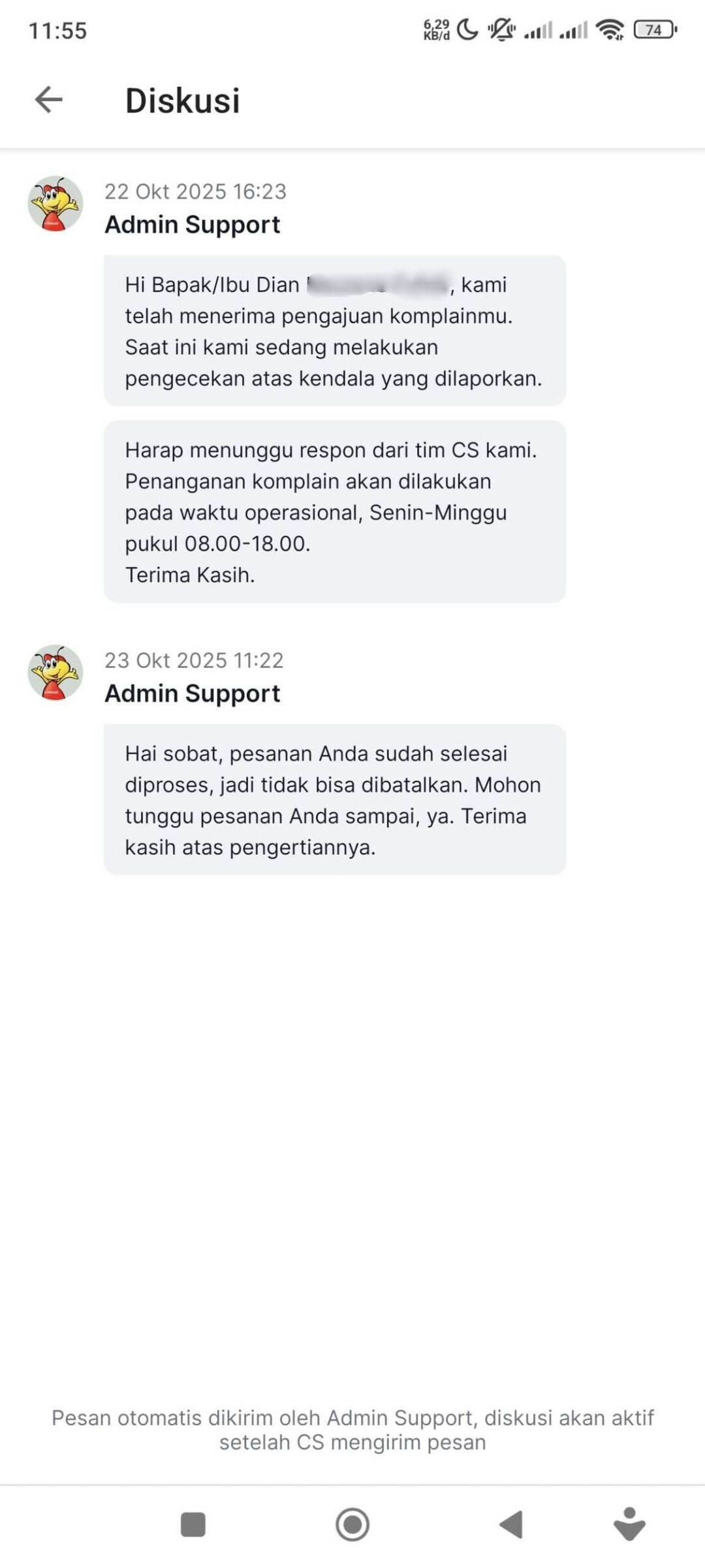 Pelayanan Klik Indomaret X-tra Sameday yang Sangat Mengecewakan