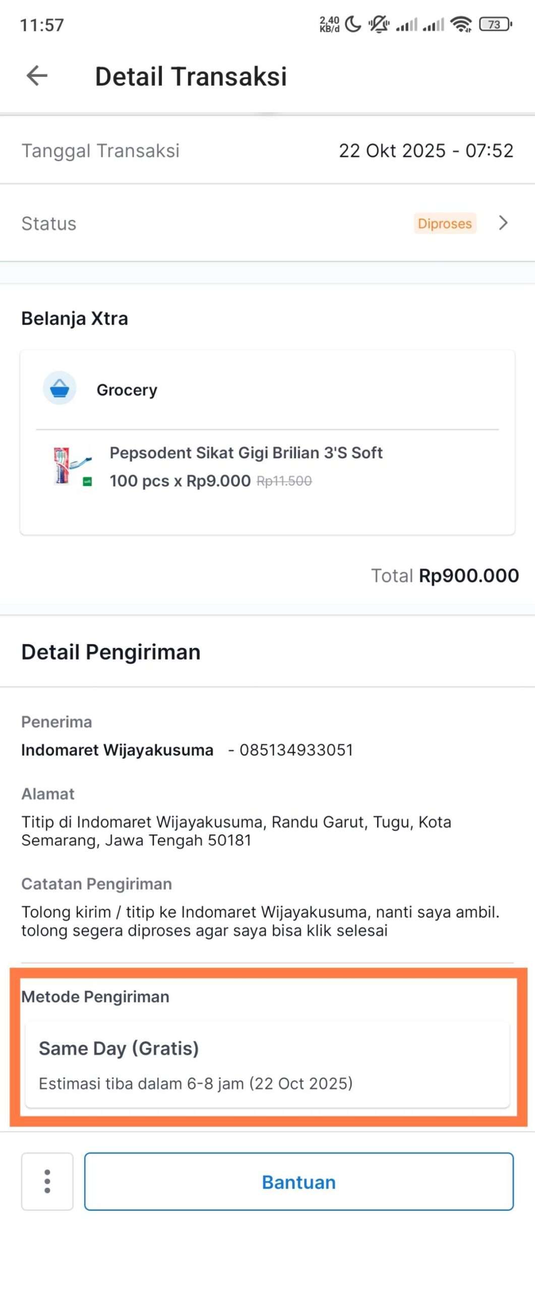 Pelayanan Klik Indomaret X-tra Sameday yang Sangat Mengecewakan