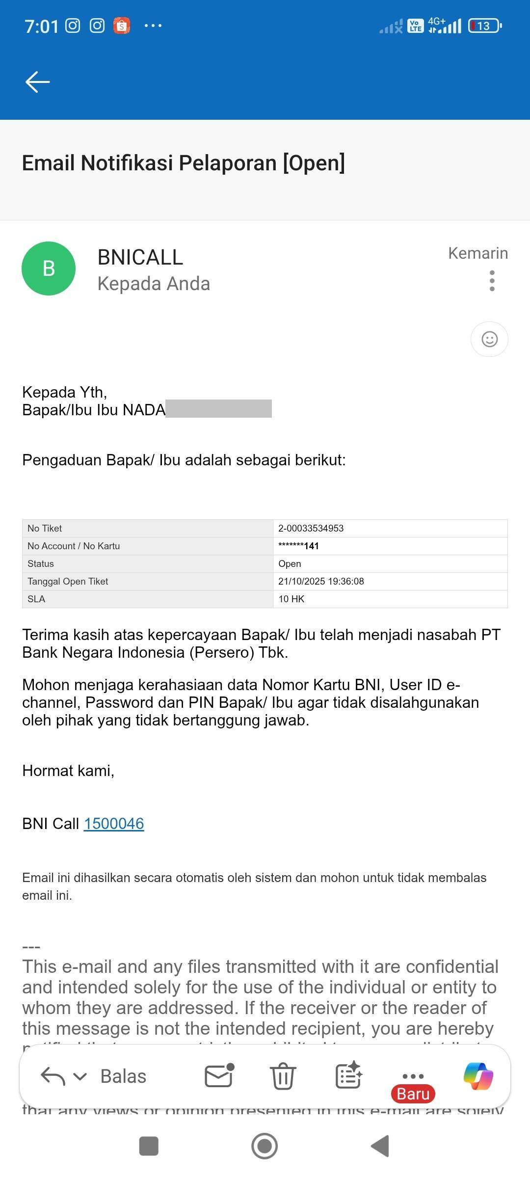 Setor Tunai di CRM Bank BNI Namun Gagal dan Saldo Tidak Masuk