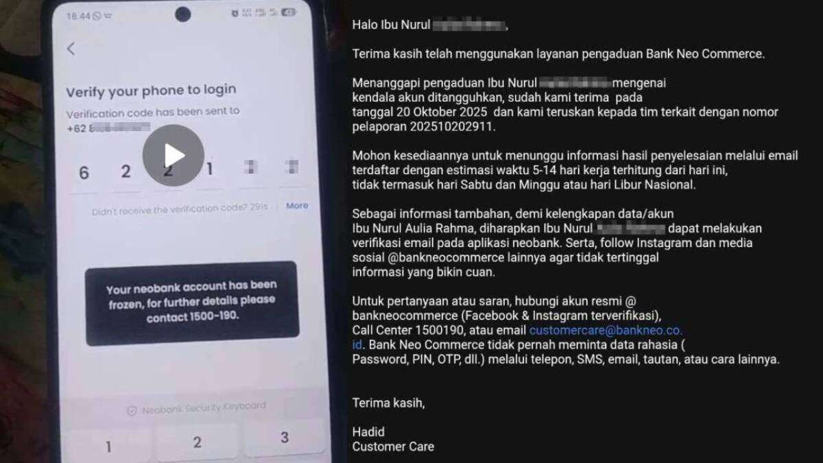 Akun Bank Neo Commerce Saya Tiba-Tiba Dibekukan Sepihak Tanpa Pemberitahuan, Kejelasan, dan ...