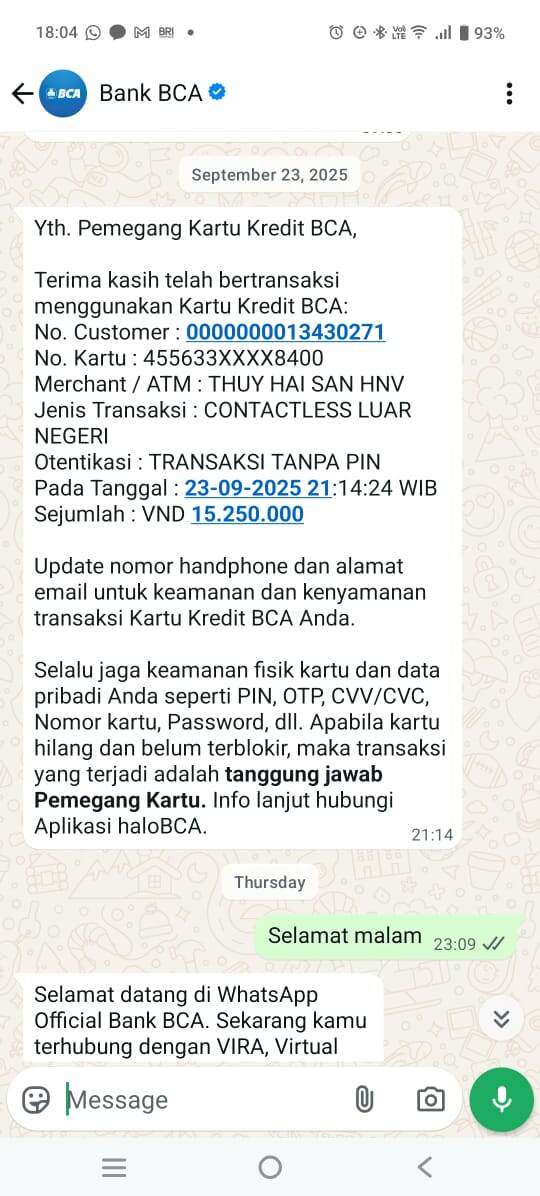 Transaksi Kartu Kredit BCA yang Hilang Tanpa PIN dan OTP, Nasabah ...