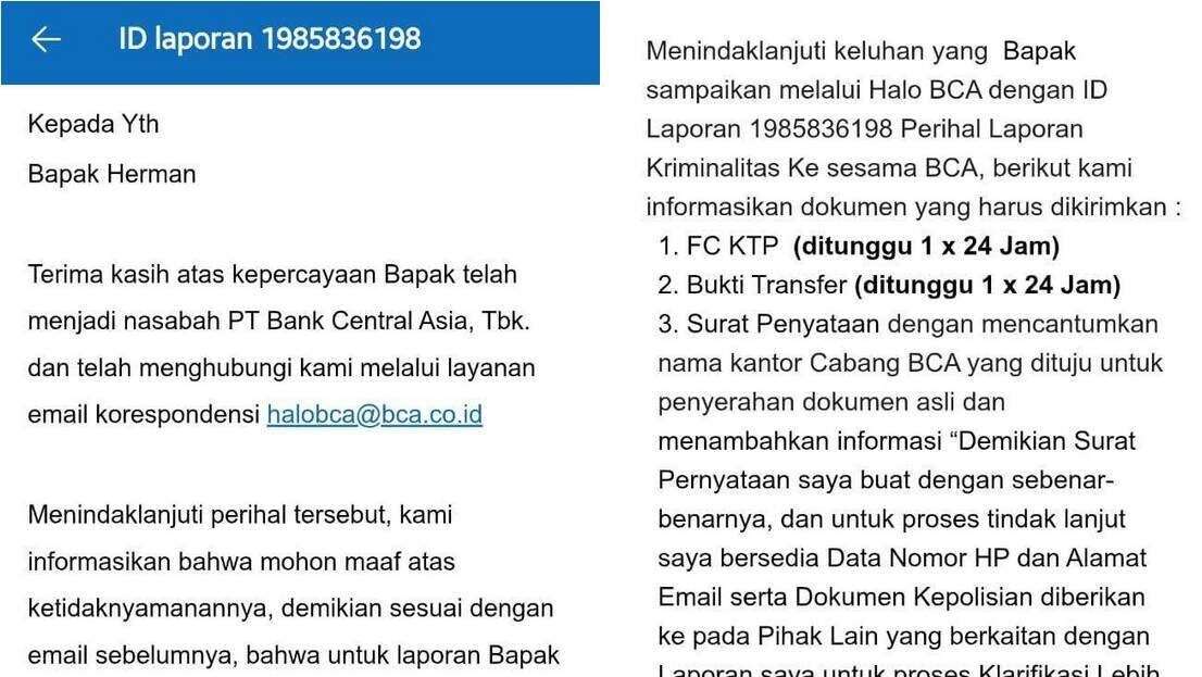 BCA Melakukan Standar Ganda terhadap Pelapor Penipuan