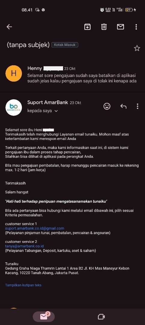 Penipuan Pembatalan Pinjaman Berkedok CS Resmi Tunaiku