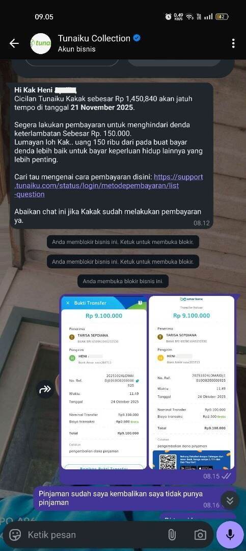 Penipuan Pembatalan Pinjaman Berkedok CS Resmi Tunaiku