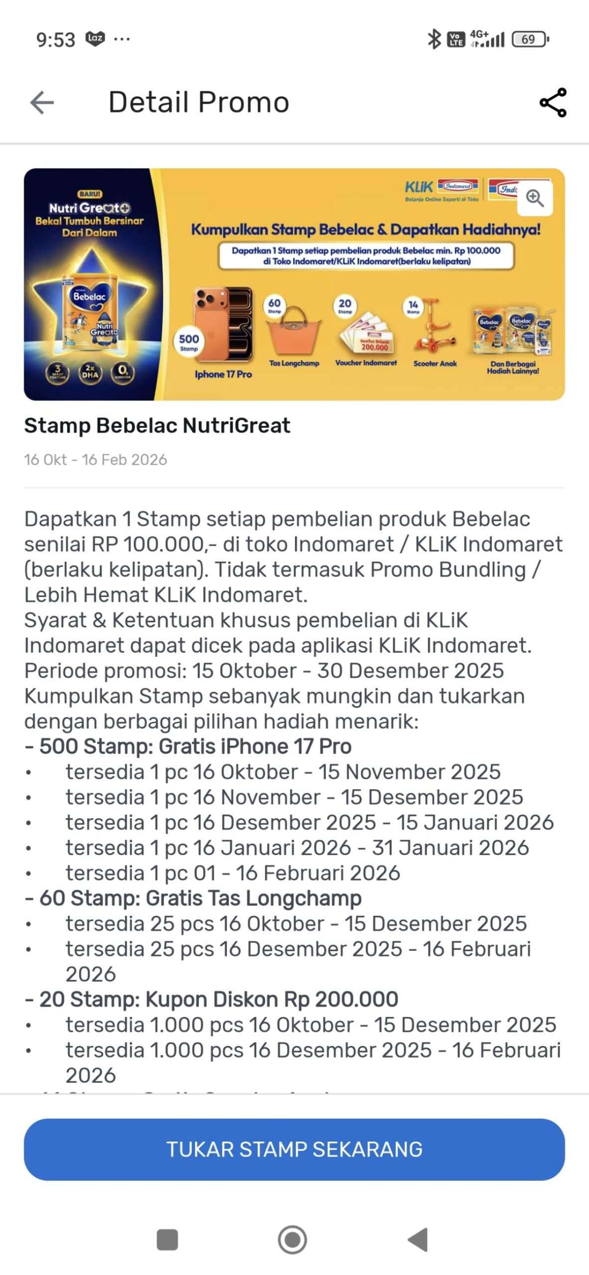 Program Hadiah Stamp Bebelac Indomaret Tidak Dapat Ditukar