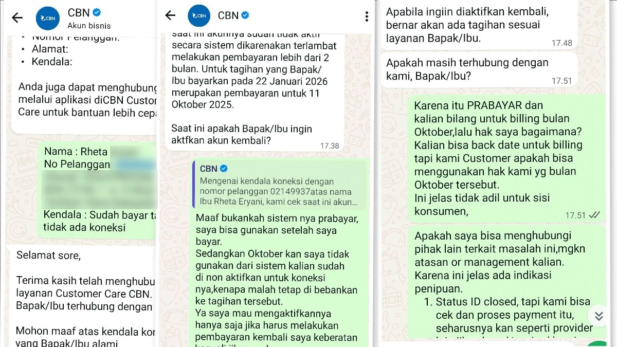 Tidak Puas dengan Jawaban CS CBN Internet