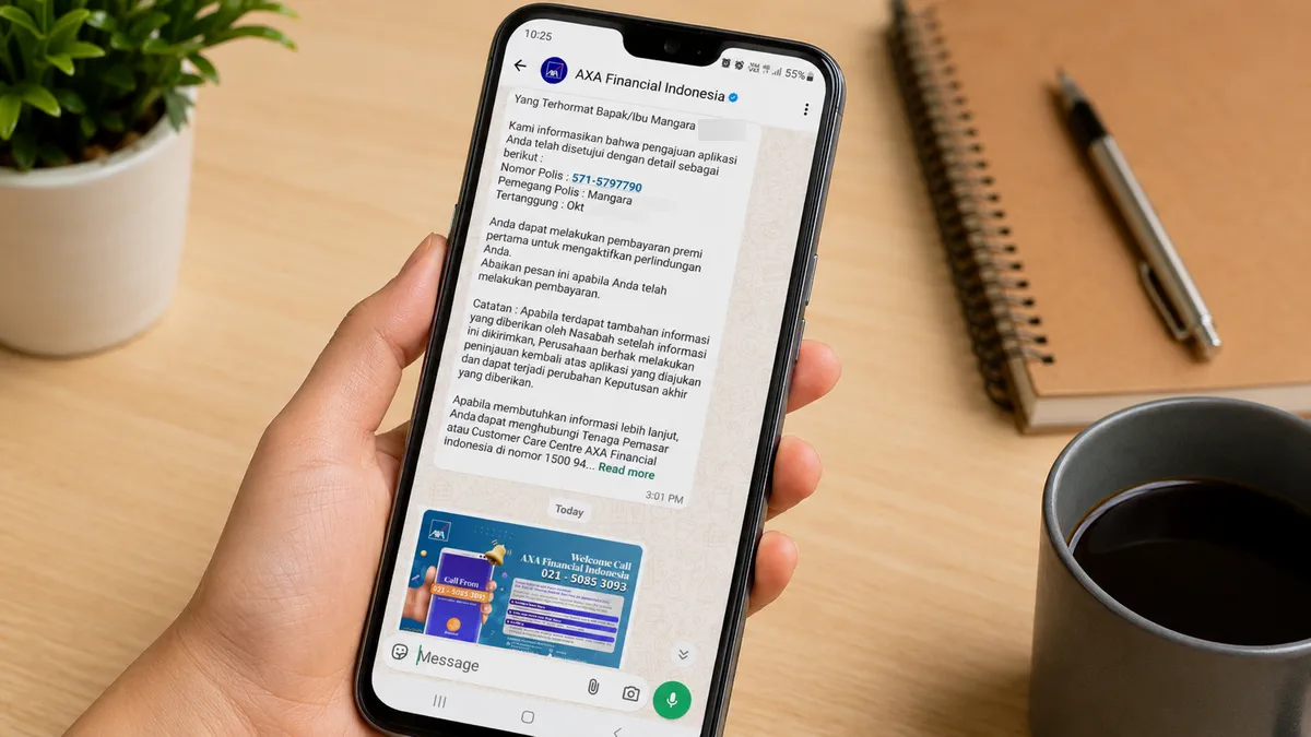 Notifikasi WhatsApp AXA Financial Terus Masuk ke Nomor Saya, Padahal ...
